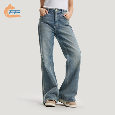 Adidas/阿迪达斯正品三叶草女士运动新年款水洗牛仔长裤KT3173