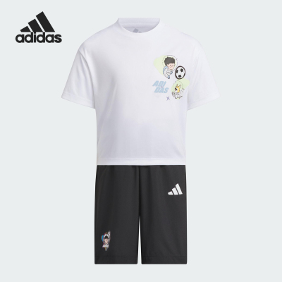 Adidas/阿迪达斯正品2025夏季小童户外经典运动训练套装JM7983