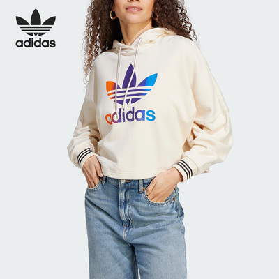 Adidas/阿迪达斯正品三叶草秋季抽绳连帽女子运动卫衣IK7865