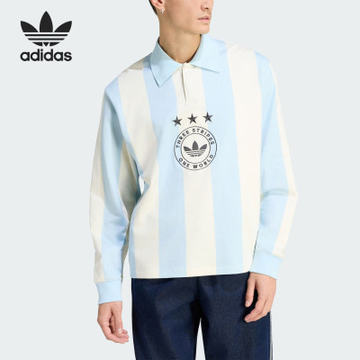 Adidas/阿迪达斯正品三叶草男士时尚翻领长袖POLO衫KU9190