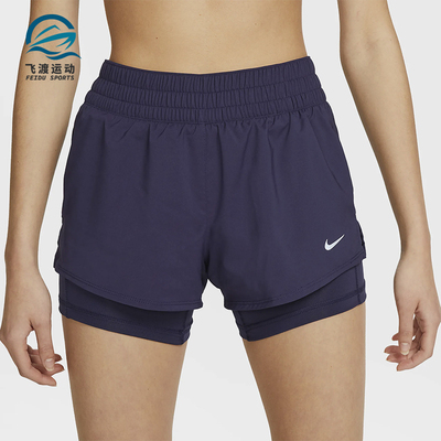 Nike/耐克正品2025女士梭织松紧腰透气二合一运动短裤DX6013-555