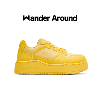 Wander around2026夏季新款黄色厚底增高透气休闲板鞋男女同款