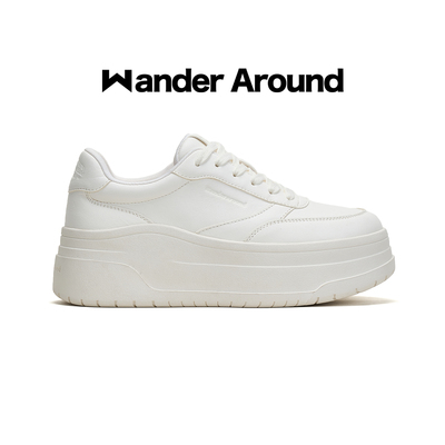 Wander around2026秋款厚底增高5CM板鞋休闲小白鞋