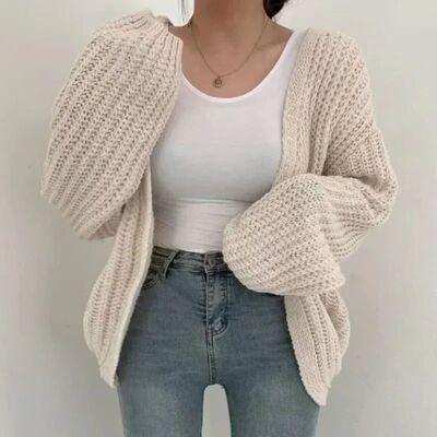 New 2024 Chic Korean Fashion Short Cardigans Knitted Poncho