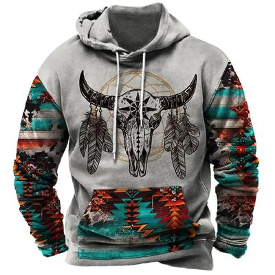 Indian Ethnic Style Hoodies 3D Print Man Women Retro Oversiz