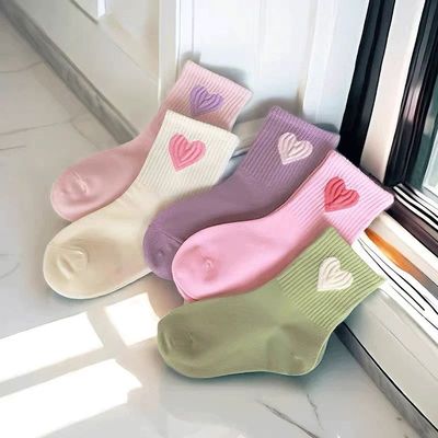 Girls Mid-Calf Socks 1-14 Years Quick-Dry Polyester High Ela