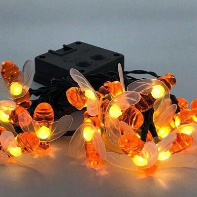 20 LED Solar String Honey Bee Shape Warm Light Garden