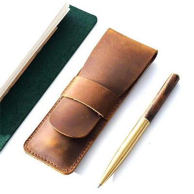 1PC Handmade Genuine Leather Pencil Bag Cowhide Fountain