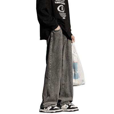 复古牛仔裤男直筒宽松