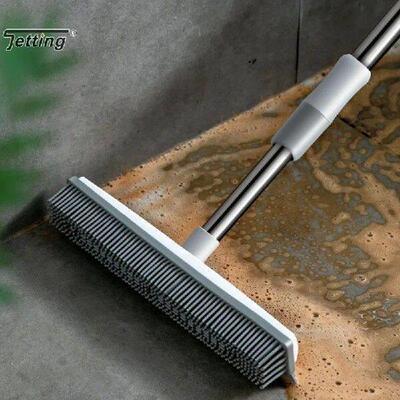 Broom Carpet Rake With Squeegee For Pet Hair Long Handle