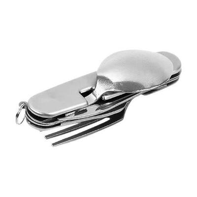 5 in 1 Camping Utensils Stainless Steel Spoon, Fork, Knife,
