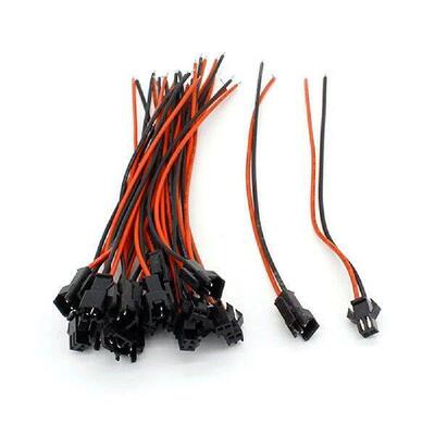 ABJT 50Pairs 15cm Long JST SM 2Pins Plug Male to Female
