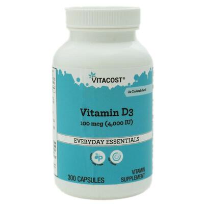 Vitacost,Vitamin D3 as Cholecalciferol, 100 mcg (4000 IU), 3