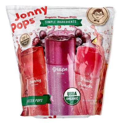 JonnyPops,Organic Freezer Pops, Cherry, Grape, Fruit Punch ,