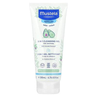 Mustela,婴儿，2 合 1 洁肤凝胶，头发和身体，中性肤质，6.76 液