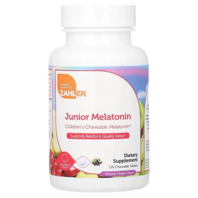 Zahler,Junior Melatonin, Natural Grape, 120 Chewable Tablets