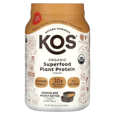KOS,Organic Superfood Plant Protein Powder, Chocolate Peanut