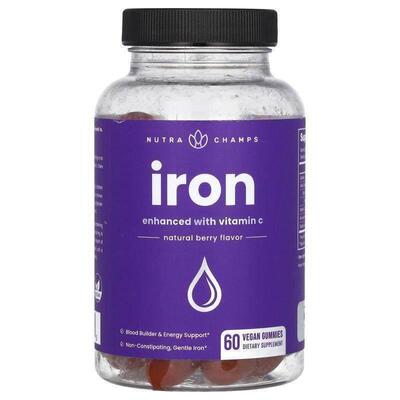 NutraChamps,Iron Gummies, Enhanced with Vitamin C, Natural B