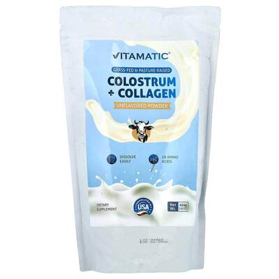 Vitamatic,Colostrum + Collagen Powder, Unflavored, 16 oz (45