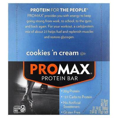 NuGo Nutrition，ProMax蛋白棒，曲奇奶油，12块，每块2.64盎司（