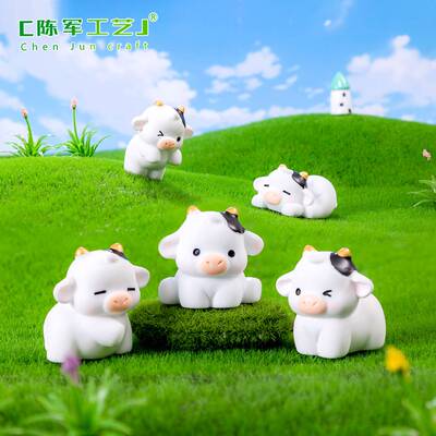 苔藓创意勇敢牛牛小奶牛公仔摆件