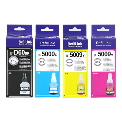 适用兄弟BT6009BK墨水DCP-T520W彩色T820DW黑色T426W蓝色T910DW T920DW品红色D60BK连供打印机添加墨水四色