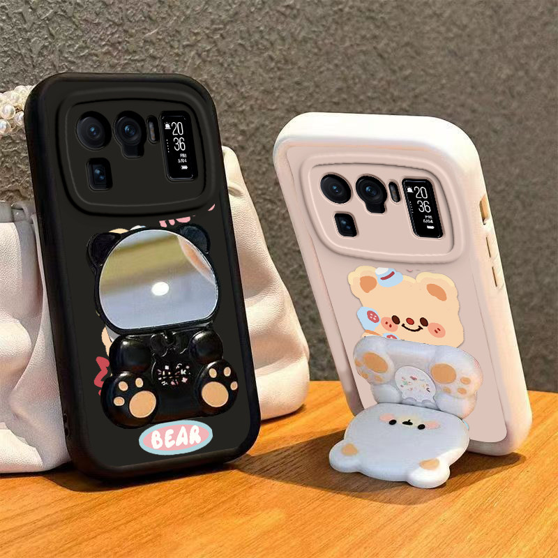 适用小米11Ultra手机壳小熊支架Mi11U保护套Utral新款十一镜子软硅胶软壳全包防摔Uitra高级感不顶膜Utra男女