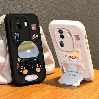 OPPOReno11手机壳小熊支架OPPO新款Reno11Pro5G套OPPORone115G硅胶OPPOReon全包防摔OPPORneo男女OPP0PP0PPO