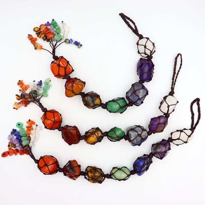Natural stone colorful stoxne car hanging rainbow yoga tasse