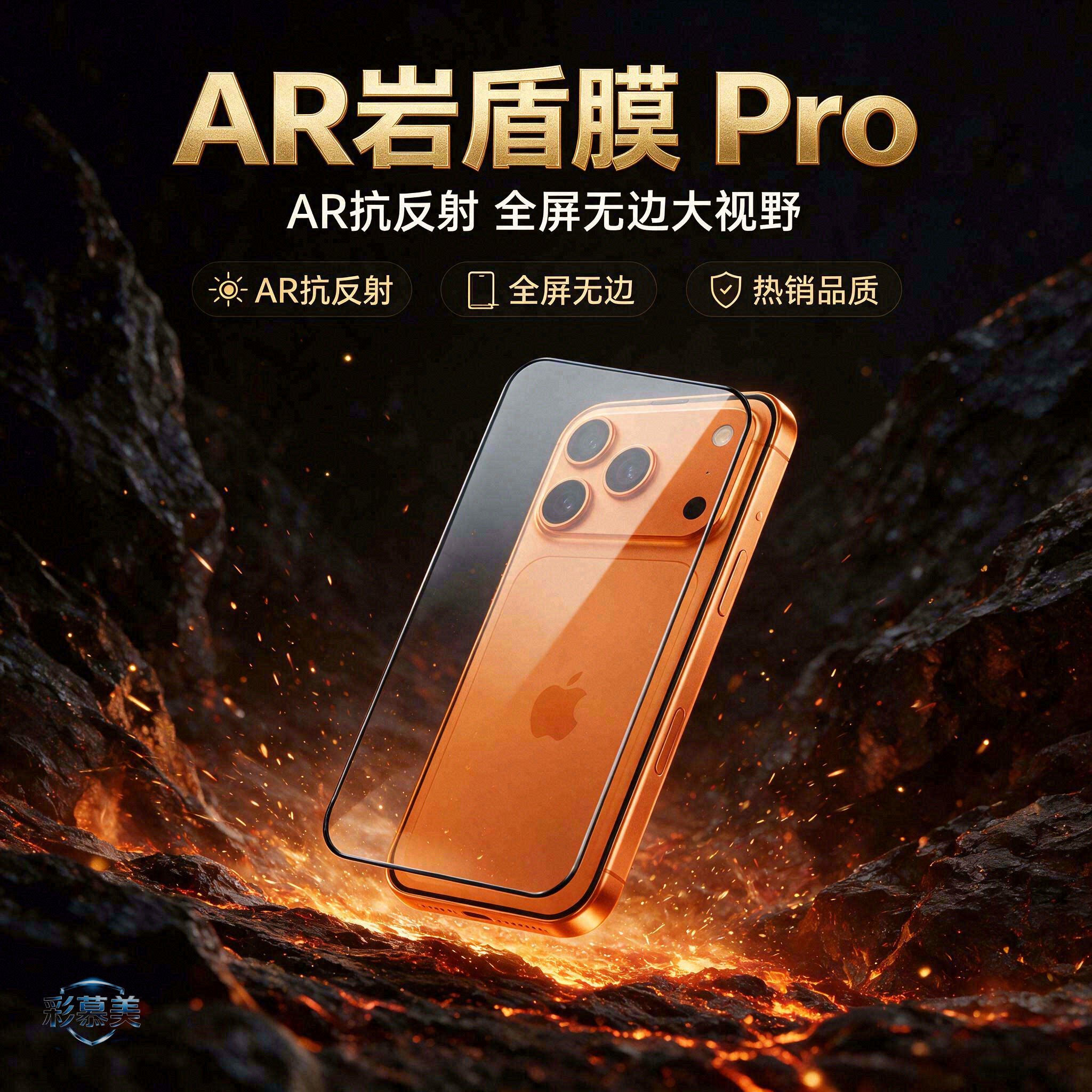 彩慕美康宁玻璃钢化膜适用iPhone17ProMax16pro苹果手机膜15全屏无白边超清强防爆抗指纹14Pro13新款贴膜