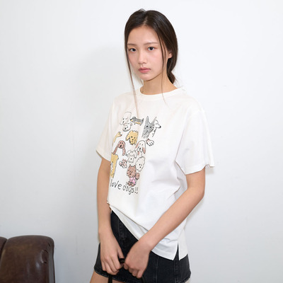 【蔡依林同款】General idea春季狗狗派对印花短袖T恤宽松休闲女