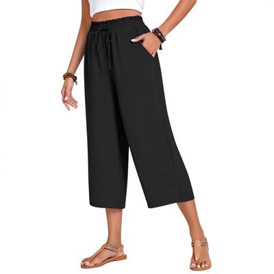Women's Wide Leg Capri Pants High Waisted Palazzo Pants Adju