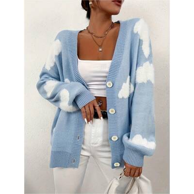Women Warm Sweater Cardigan Cozy Gift Soft毛衣开衫