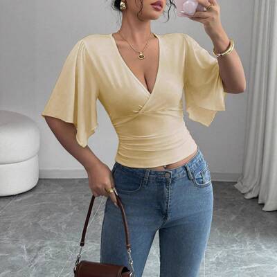 Women's Plain Tee, Elegant T-shirt Top for Daily Holiday