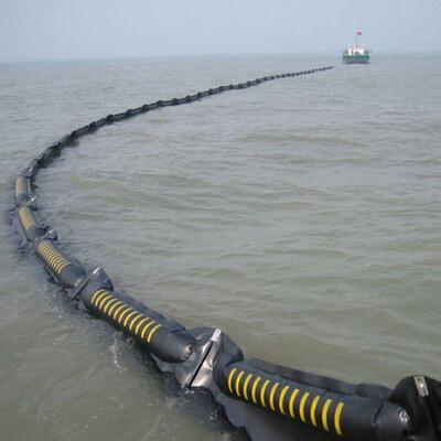 橡胶围油栏固体浮子式充气式WGJ600应急防控设备水面拦截油污垃圾