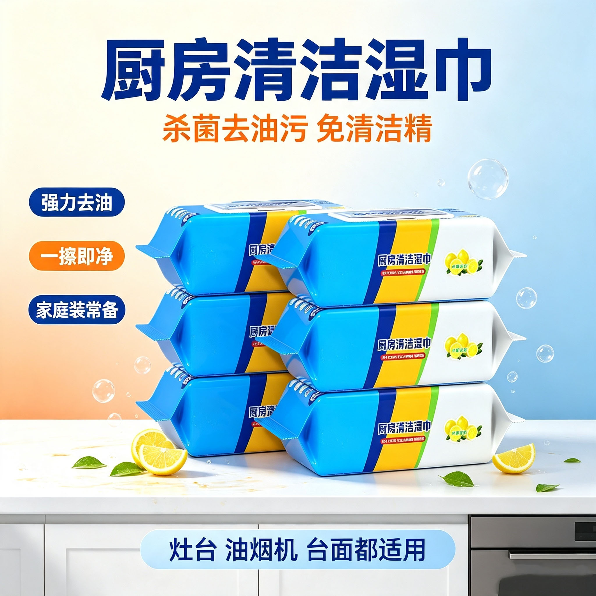 厨房重油污克星湿巾 加厚强力去油抽取式灶台油烟机清洁湿纸