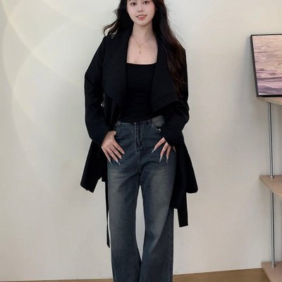 韩系高级感大翻领风衣外