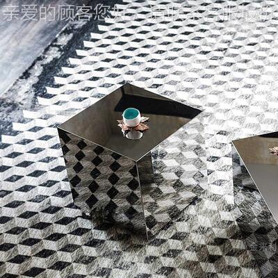 现代简约镜不锈33460钢茶几色银立体边几北欧轻奢装饰面花台沙发