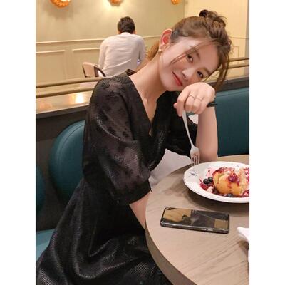 欧洲站夏季202款法式轻奢高端新气YX-9178质5超仙收女初恋系V领腰