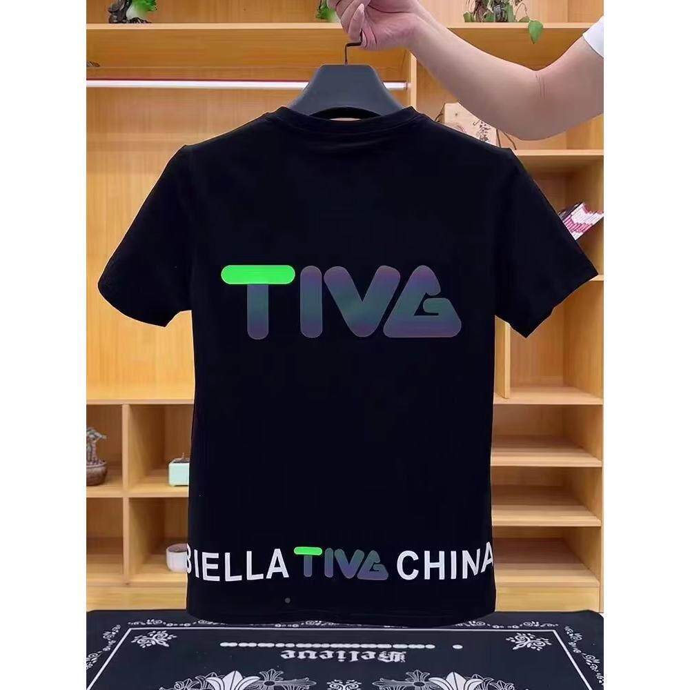 欧洲站！定制外贸潮装~男装牌尚短男袖SLU字母印花半袖炫时彩反光