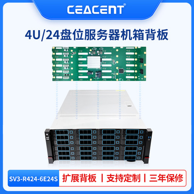 CEACENT 4U24盘拓展服务器 24盘SATA/SAS盘机箱含背板 SV3-R424-6E24S