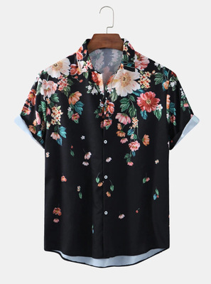2xl Printe trend short sleeve mens shirt印花潮流短袖男士衬衫