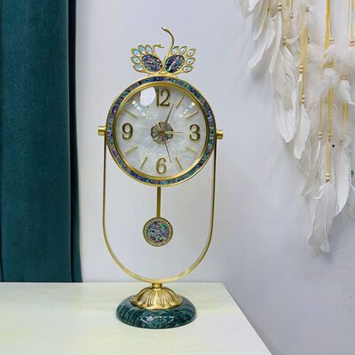 款m4510摆7813c径直天鹅轻奢底黄铜摆件钟台式钟表客厅1高0