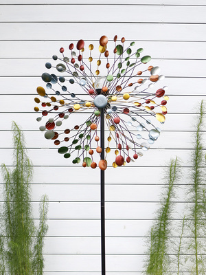 网红装饰创意摆件太阳能灯花园庭院铁艺旋转大风车户外阳台布置