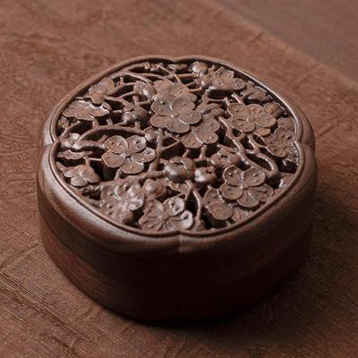 黑胡桃木梅花香炉实木家用室内香薰炉茶道沉香盘香炉创意高级摆件