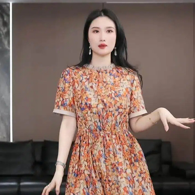 【采盈】徐淼淼春款名家张林根三经绞罗非遗红云纱连衣裙R2139