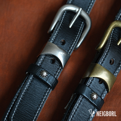 美式简约头层牛皮做旧五金腰带