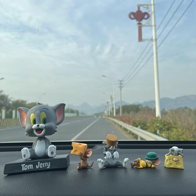 汤姆猫杰瑞汽车摆件 猫和老鼠可爱车内装饰品 车载仪表台摇头公仔