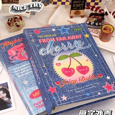 极速复古牛仔卡册信片卡片拍立得相簿四J宫格追星收纳专辑小卡收