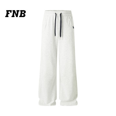 FNB2026夏季街头休闲风垂感阔腿裤男女宽松抽绳松紧腰直筒长裤